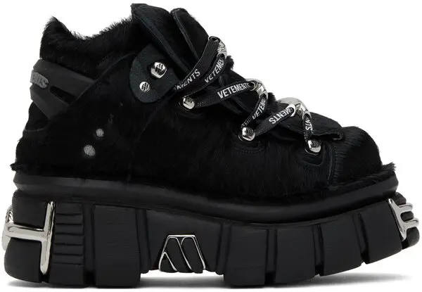 Vetements X New Rock Edition Platform Sneakers In Black Horse Hair